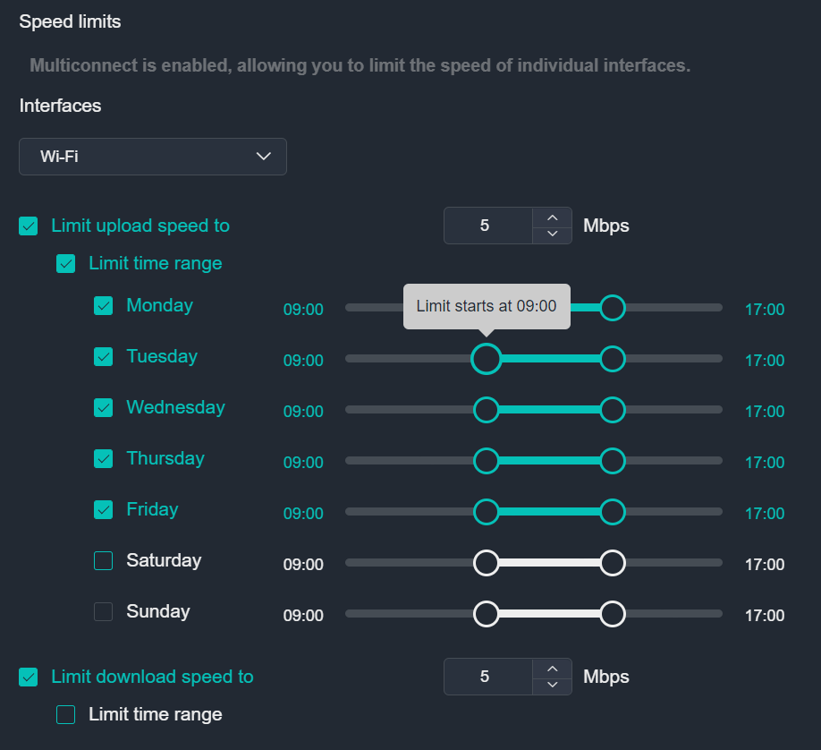 How to limit MASV bandwidth usage