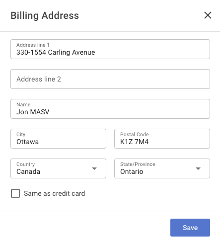 How to change your MASV billing address