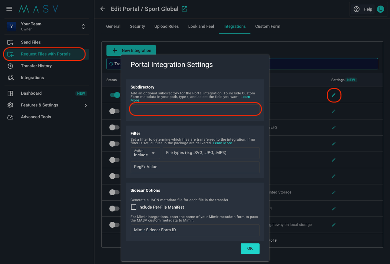 How to use a MASV Portal to send files to integrations
