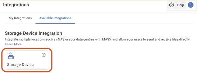 How to connect, edit, and remove a storage device integration in MASV