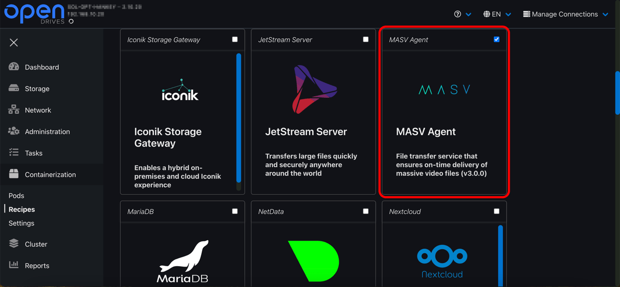 How to connect MASV with OpenDrives